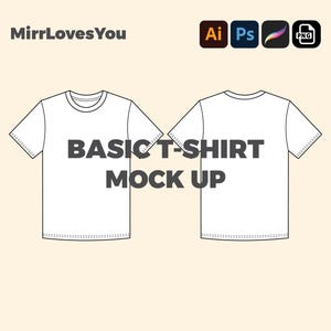 Basic T-shirt Mock up Vector Template Adobe Illustrator PNG SVG ...