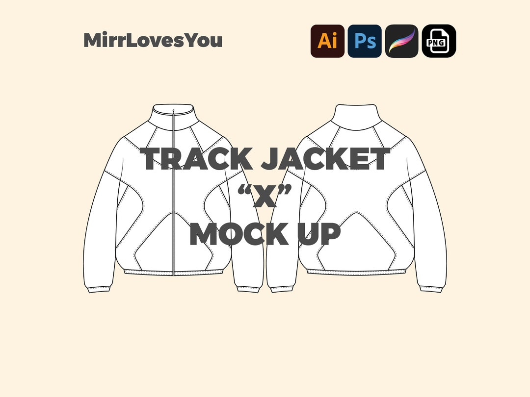 Track Jacket "x" Mock up Vector Template Adobe Illustrator PNG SVG ...