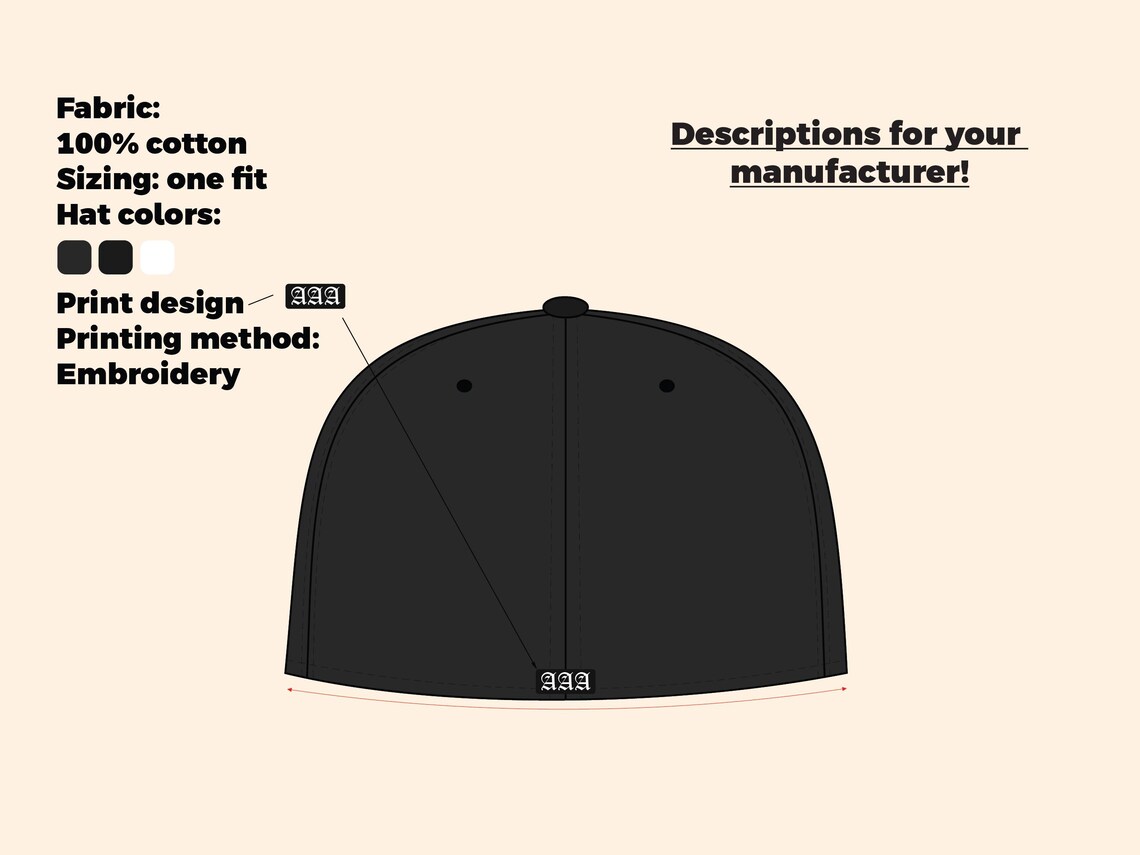 Fitted Cap Streetwear Hat Snap Back Mock up Vector Template Adobe ...