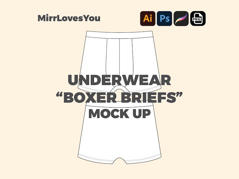 Underwear Boxer Briefs Vector Template Mock-up Adobe Illustrator, PNG ...