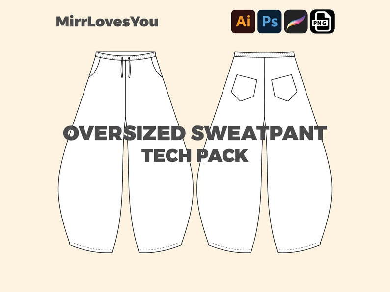 Oversized Sweatpants Baggy Fit Sweats Mock up Vector Template Adobe ...