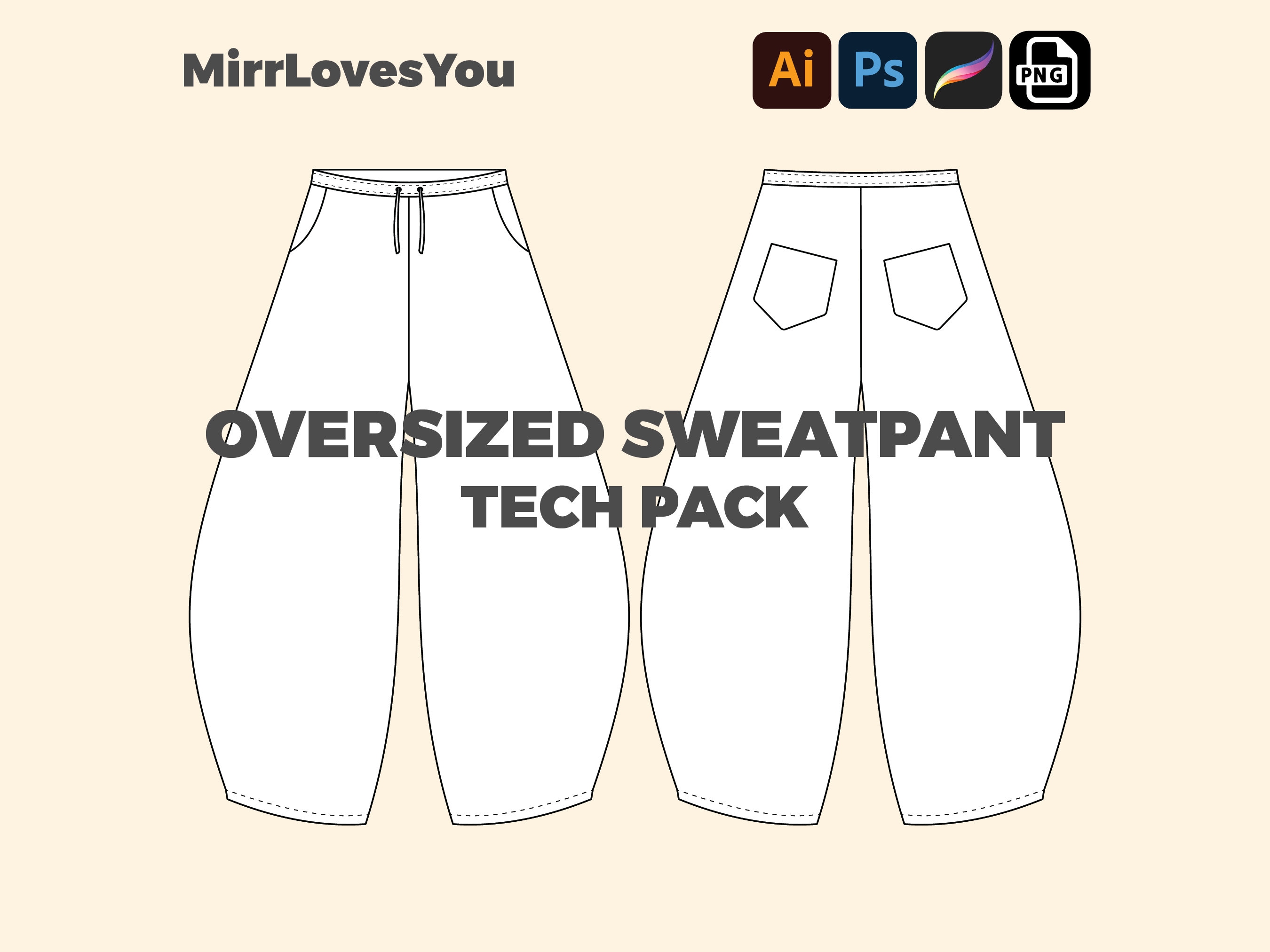 Oversized Sweatpants Baggy Fit Sweats Mock up Vector Template Adobe ...