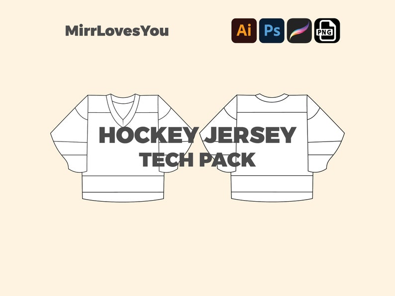 Oversized Hockey Jersey Mock-up Long Sleeve Hockey Vector Template T ...