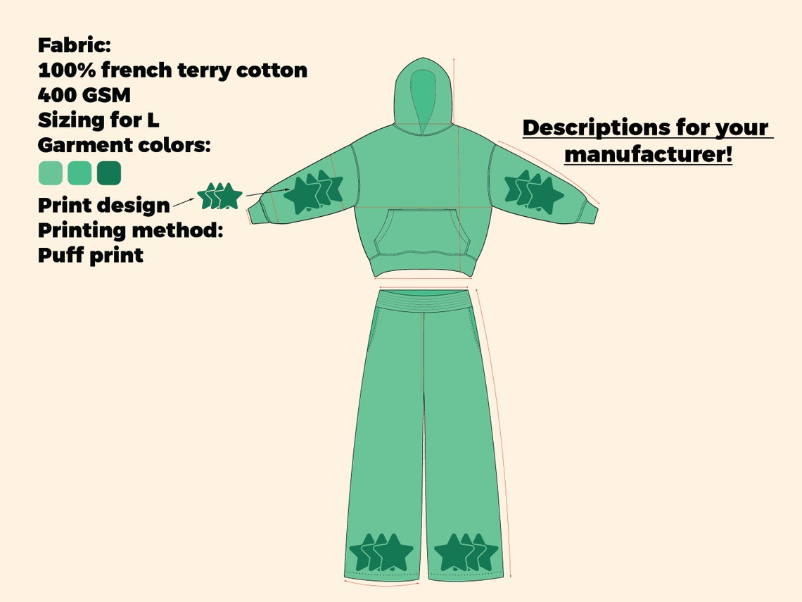 Oversized Hoodie and Wide Leg Streetwear Sweatpants Vector Template ...