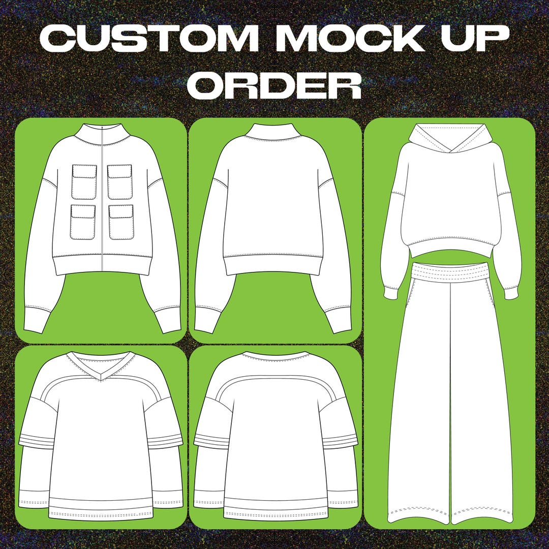 Custom Personalized Clothing Vector Mockup, Streetwear Tech Pack ...