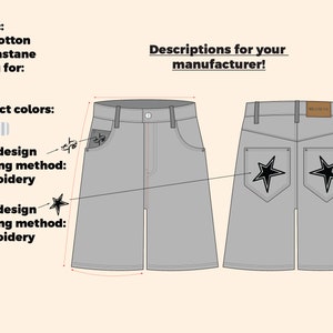 Baggy Streetwear Jean Shorts Oversize Fit Jorts Vector Plantilla Mock ...