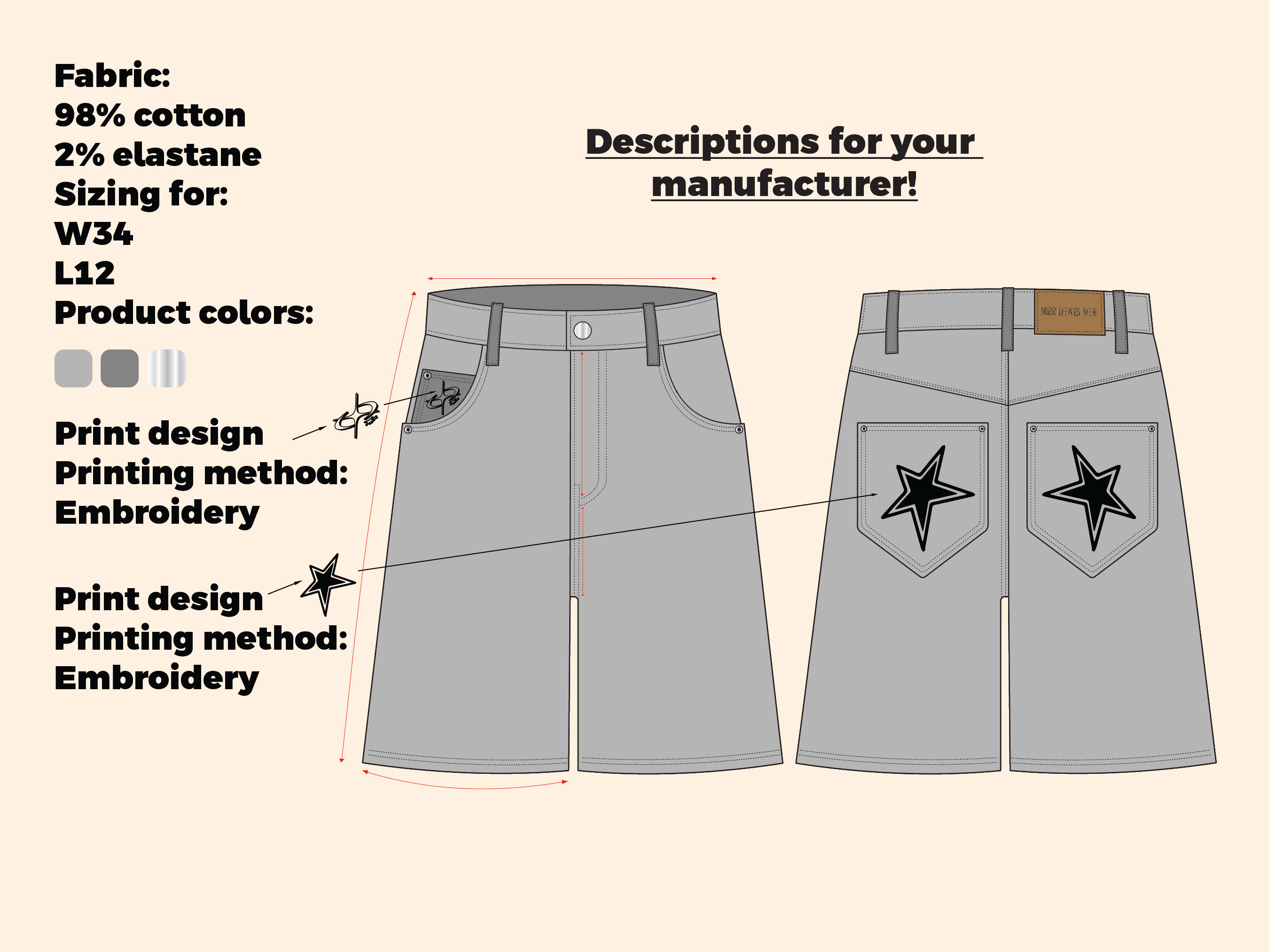 Baggy Streetwear Jean Shorts Oversized Fit Jorts Vector Template Mock ...