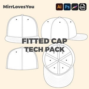 Fitted Cap Streetwear Hat Snap Back Mock up Vector Template Adobe Illustrator, PNG, SVG ...