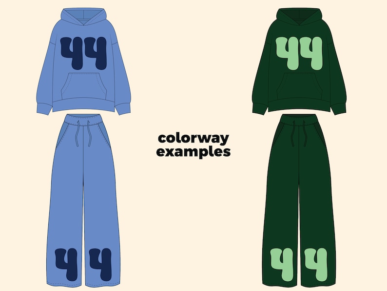 Oversized Hoodie V3 and Baggy Streetwear Sweatpants Vector Template ...