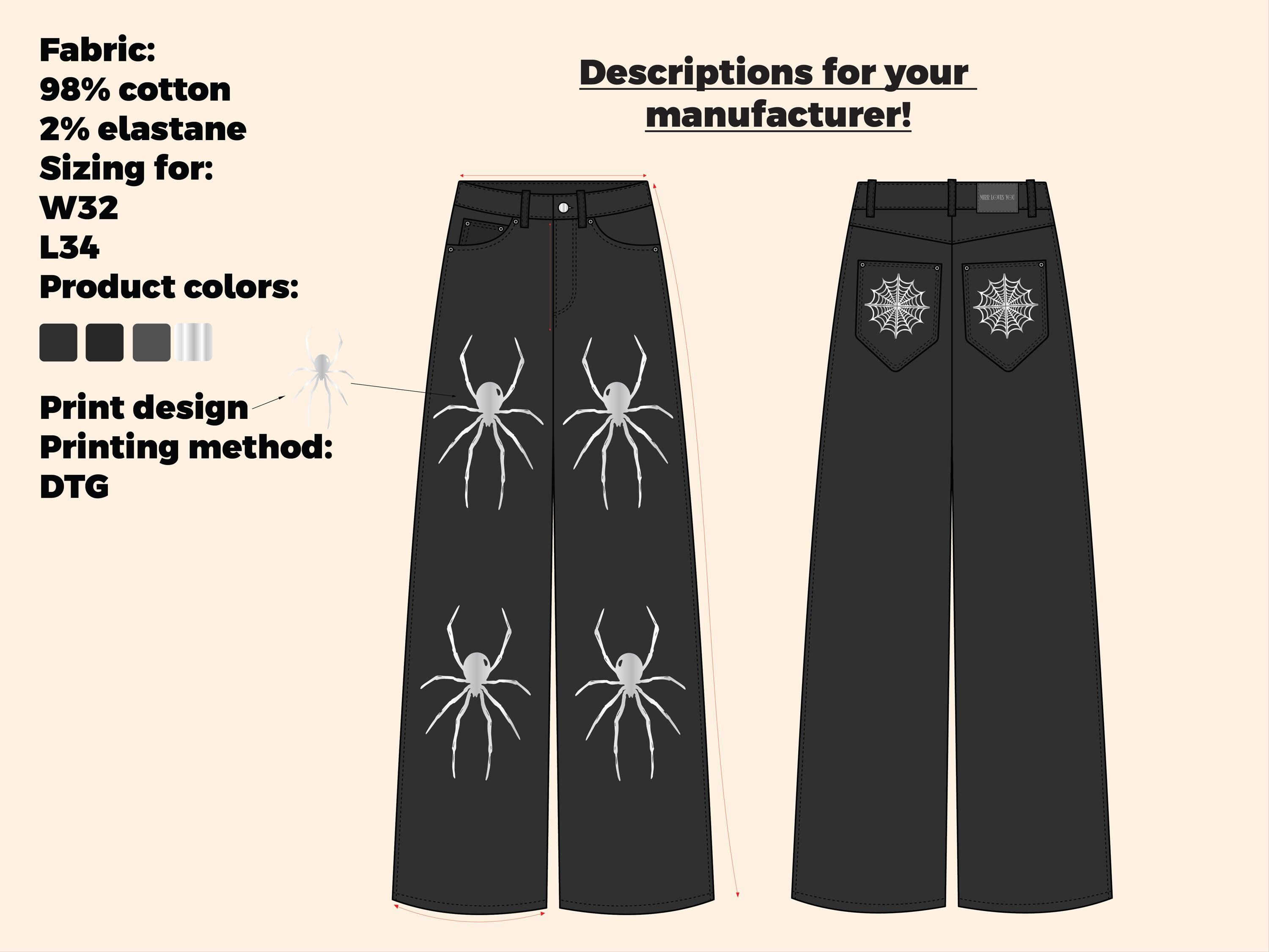 Oversized Streetwear Jeans Mock up Vector Template Adobe Illustrator ...