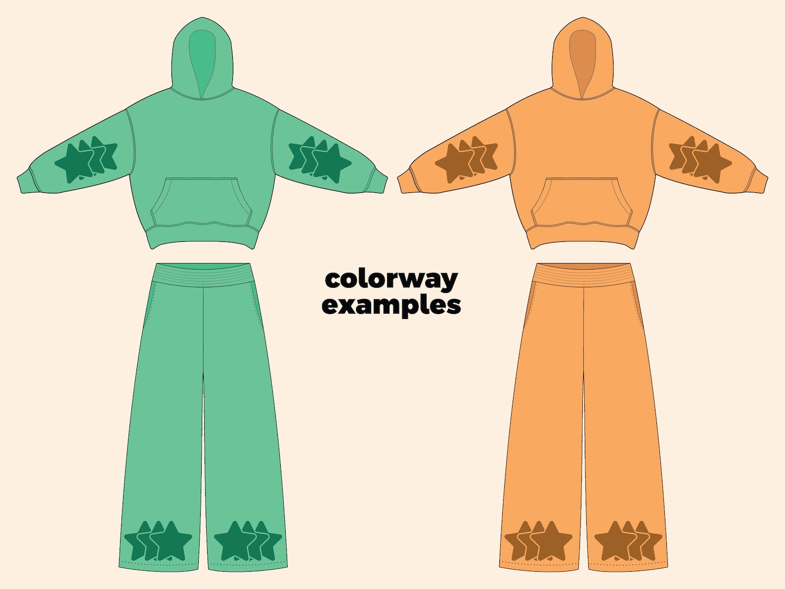 Oversized Hoodie and Wide Leg Streetwear Sweatpants Vector Template ...