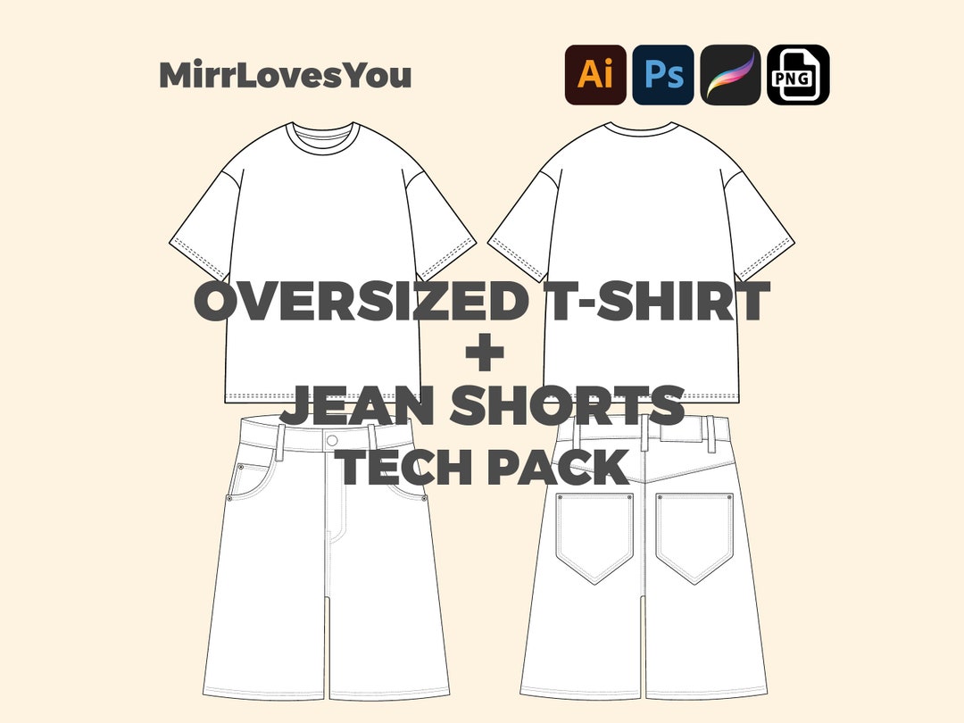 Oversized Boxy T-shirt and Jorts Oversized Streetwear Jean Shorts ...