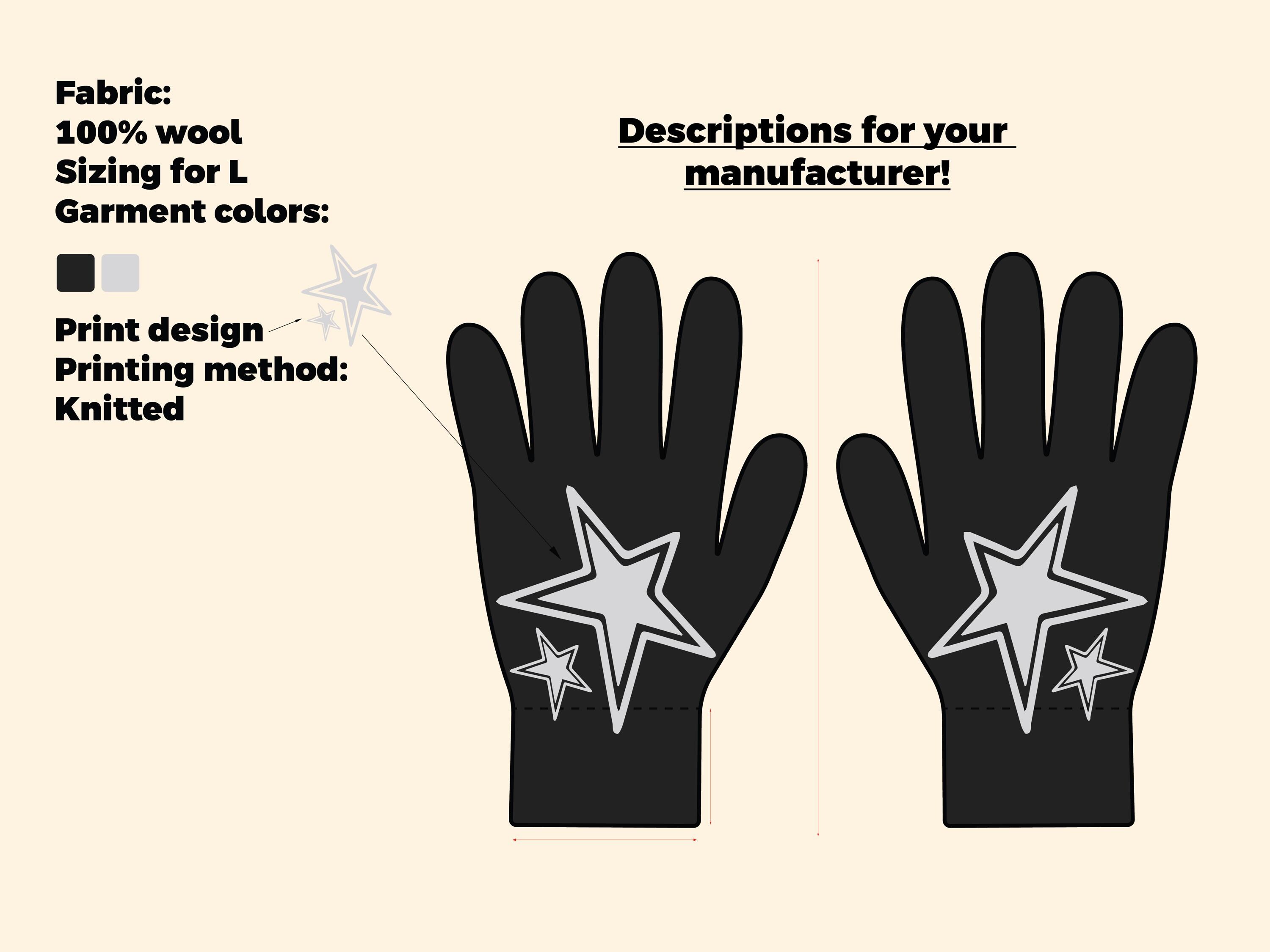 Streetwear Gloves Mock up Vector Template Flat Sketch Adobe Illustrator ...