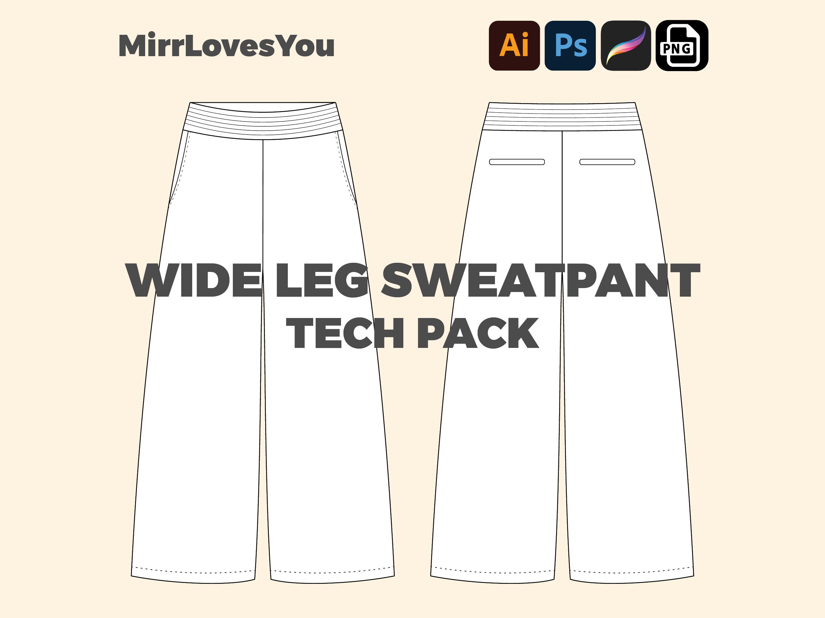 Wide Leg Streetwear Sweatpants Oversized Fit Sweats Mock up Vector ...