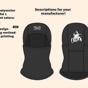 Streetwear Balaclava Mock up Ski Mask Vector Template Adobe Illustrator ...