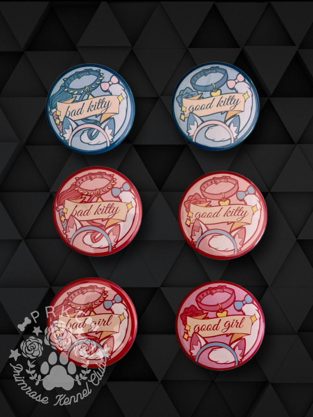 Good Kitty Button Bad Kitty Pet Play Kitten Cute Pastel Coquette ...