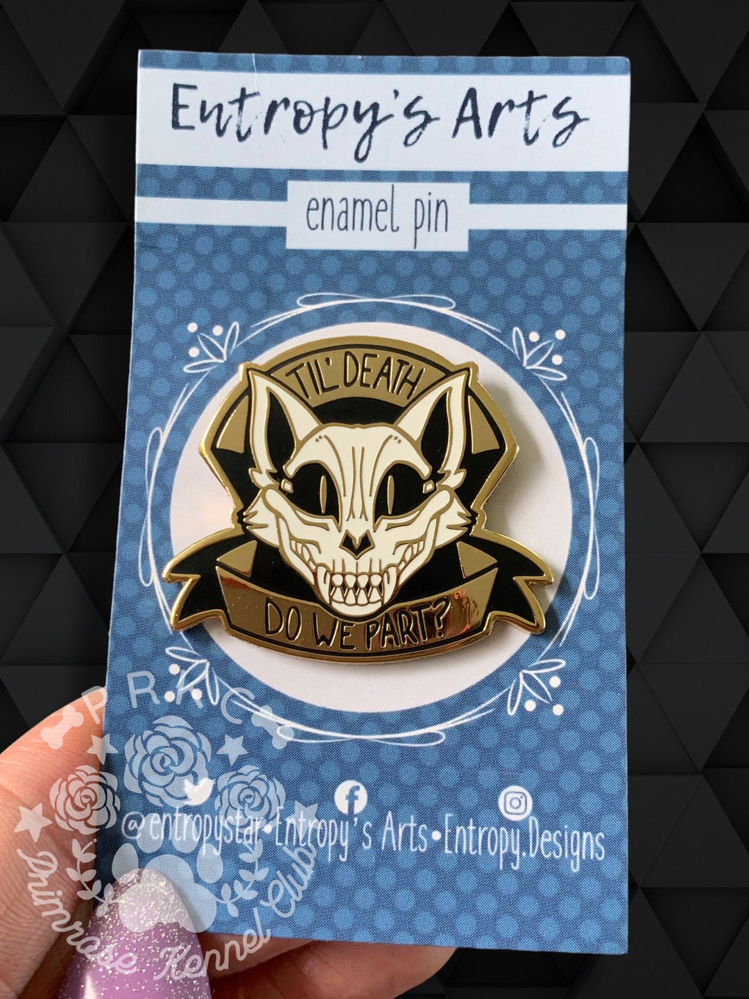 Til Death Do We Part Cat Feline Enamel Pin Skull Furry Subtle Goth ...