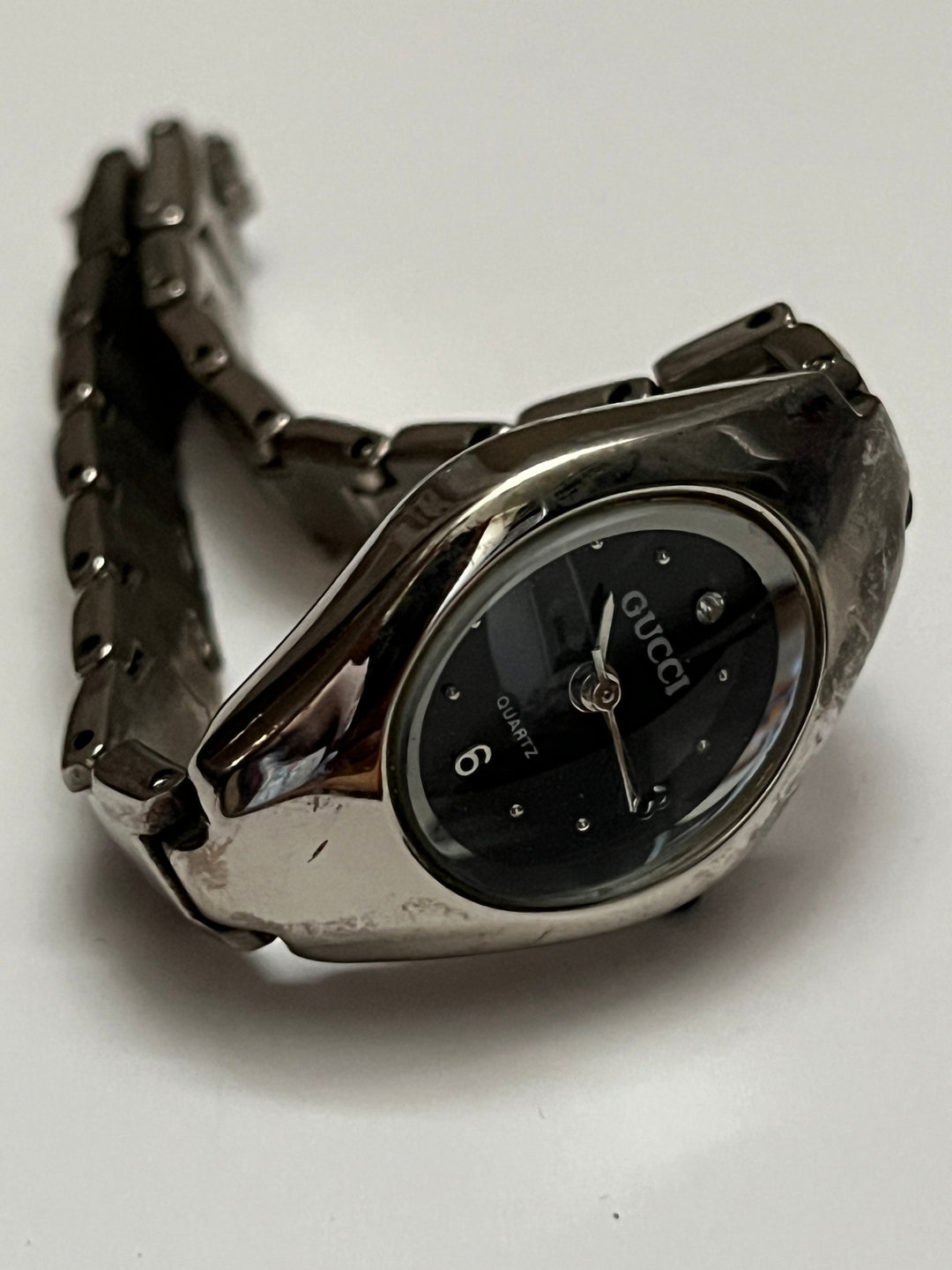 Vintage 1990s Gucci Quartz Black Dial Stainless Steel Watch - Etsy