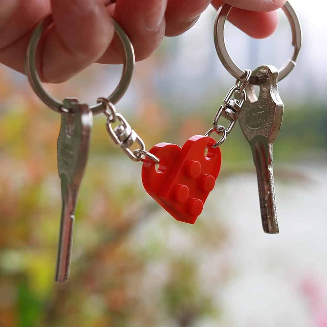 Heart Keychain Set Crafted With Authentic LEGO® Pieces Durable Matching ...