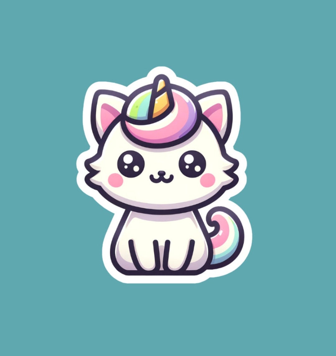 Adorable Unicorn Cat Sticker, Unicat Sticker, Unicorn Lover Gift, Cat ...