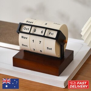Vintage Rotary Desk Calendar Clock Minimalist Rotary Calendar Elagant ...