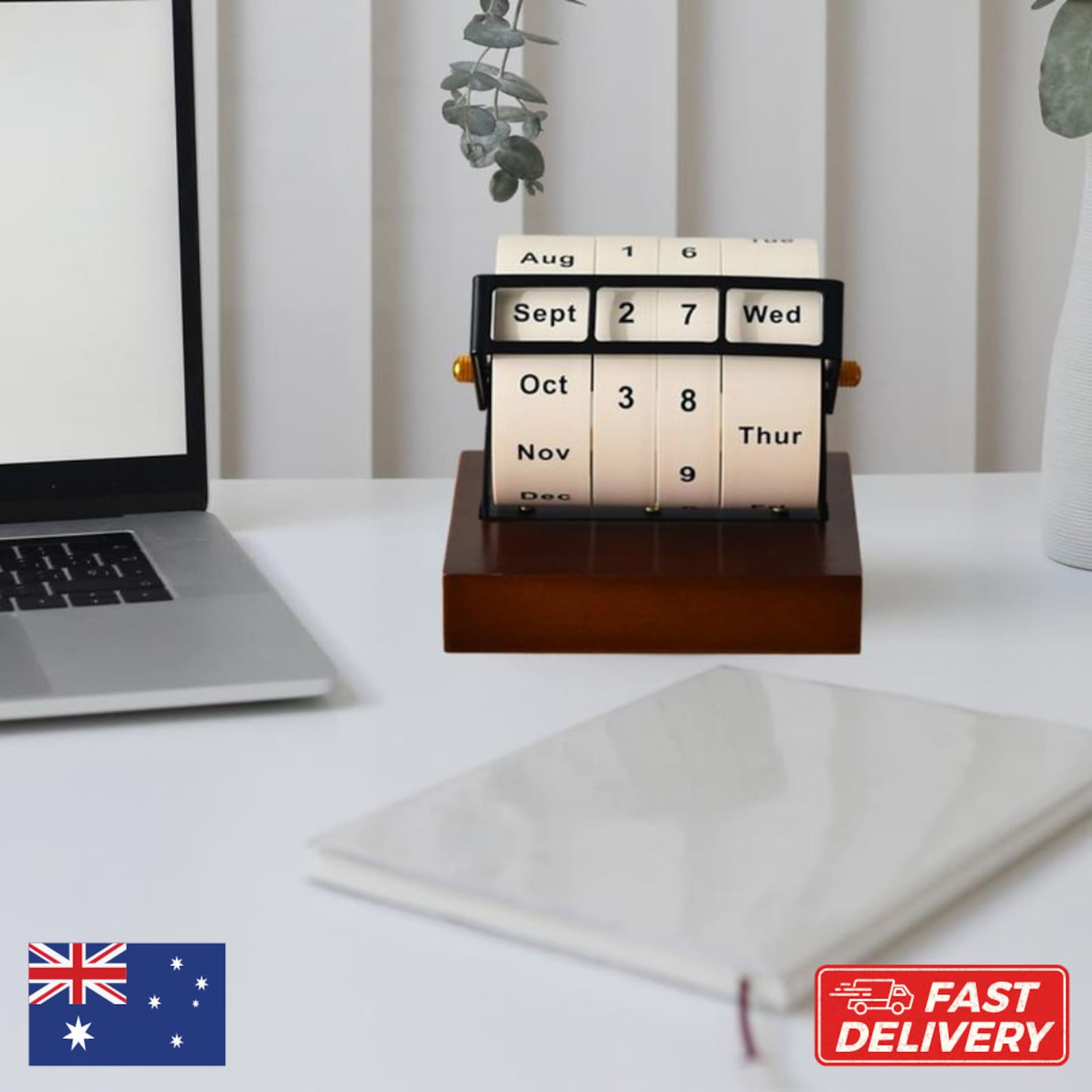 Vintage Rotary Desk Calendar Clock Minimalist Rotary Calendar Elagant ...