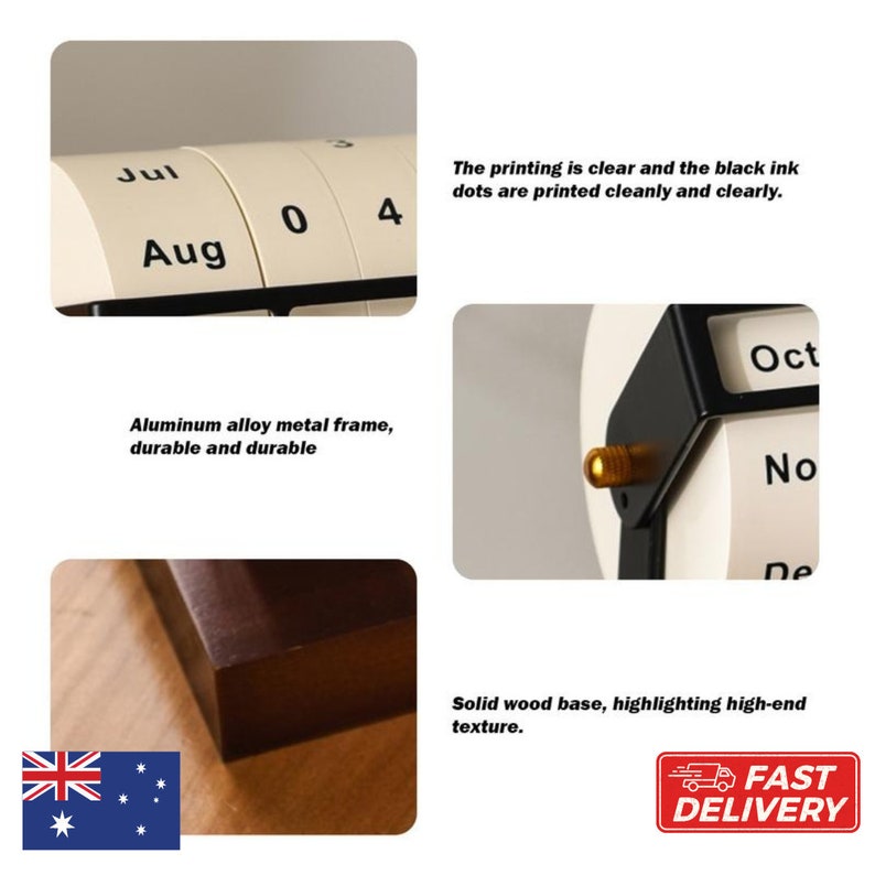 Vintage Rotary Desk Calendar Clock Minimalist Rotary Calendar Elagant ...