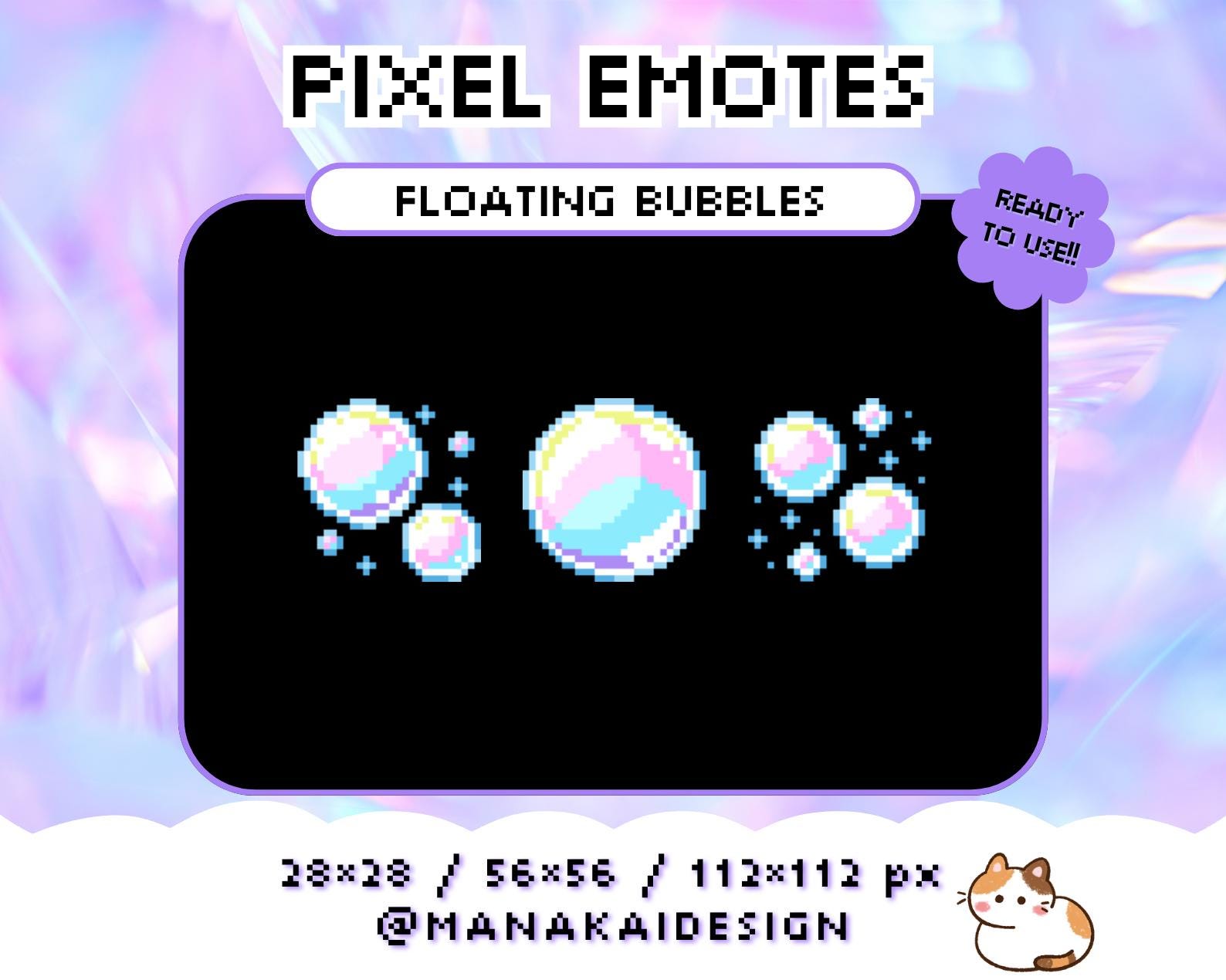 Floating Bubble Twitch Emotes | Kawaii Mermaid Pixel Channel Points ...