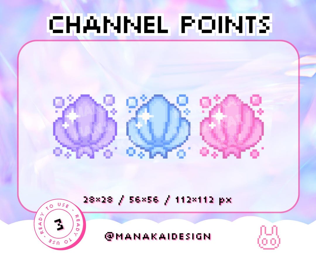 Mermaid Seashell Twitch Emotes | Kawaii Pastel Channel Points ...