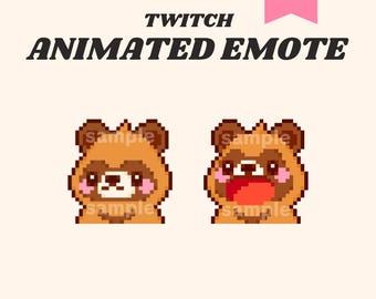 Animated Tanuki Mouth Open Closed Emote, Pixel Pop Meme Emoji for Kick ...