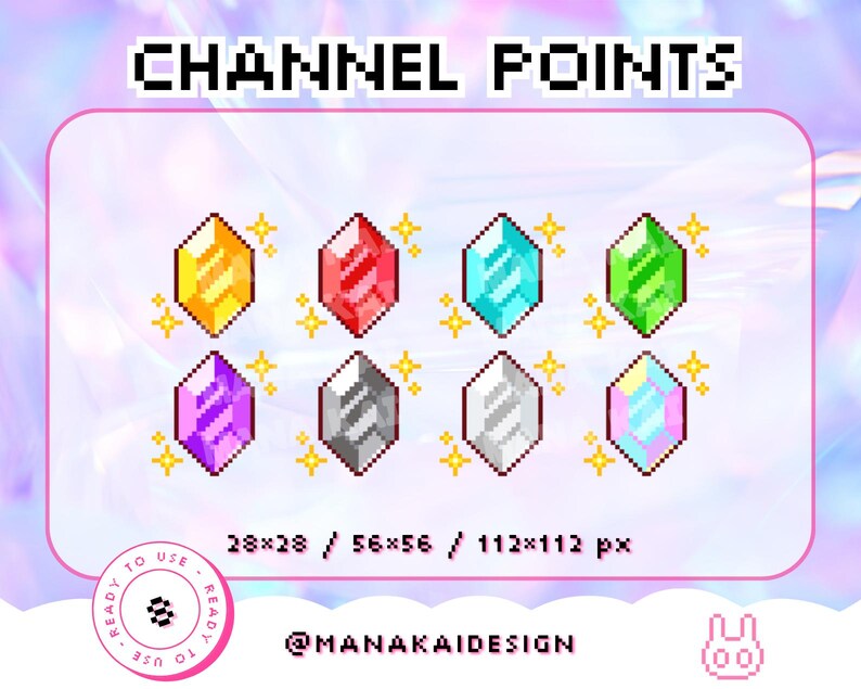 Sparkling Gem Twitch Emote Kawaii Channel Point Set Crystal, Gemstone ...