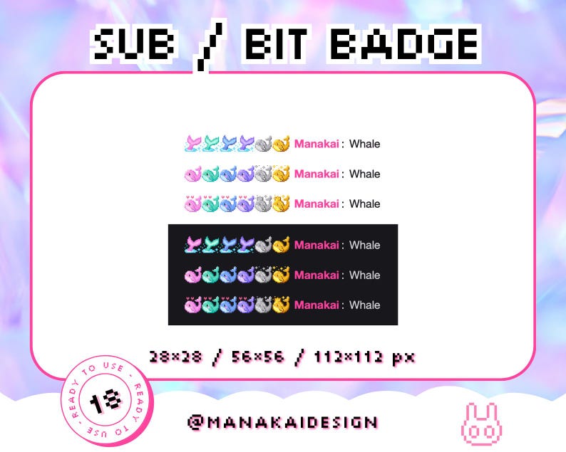 Whale Twitch Sub Badge | Ocean Bit Badge | Sea Creature | Kawaii ...