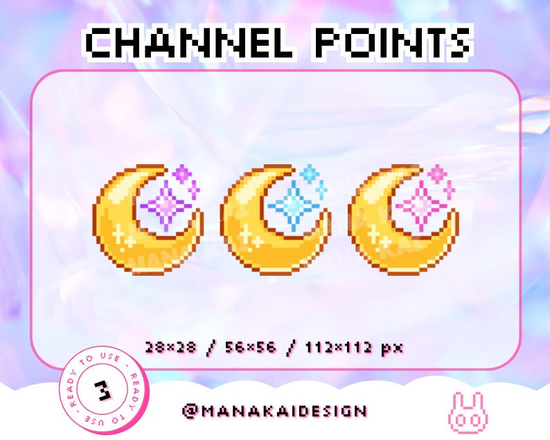 Sparkle Moon Twitch Channel Points | Kawaii Dreamy Sky Emotes | Pastel ...