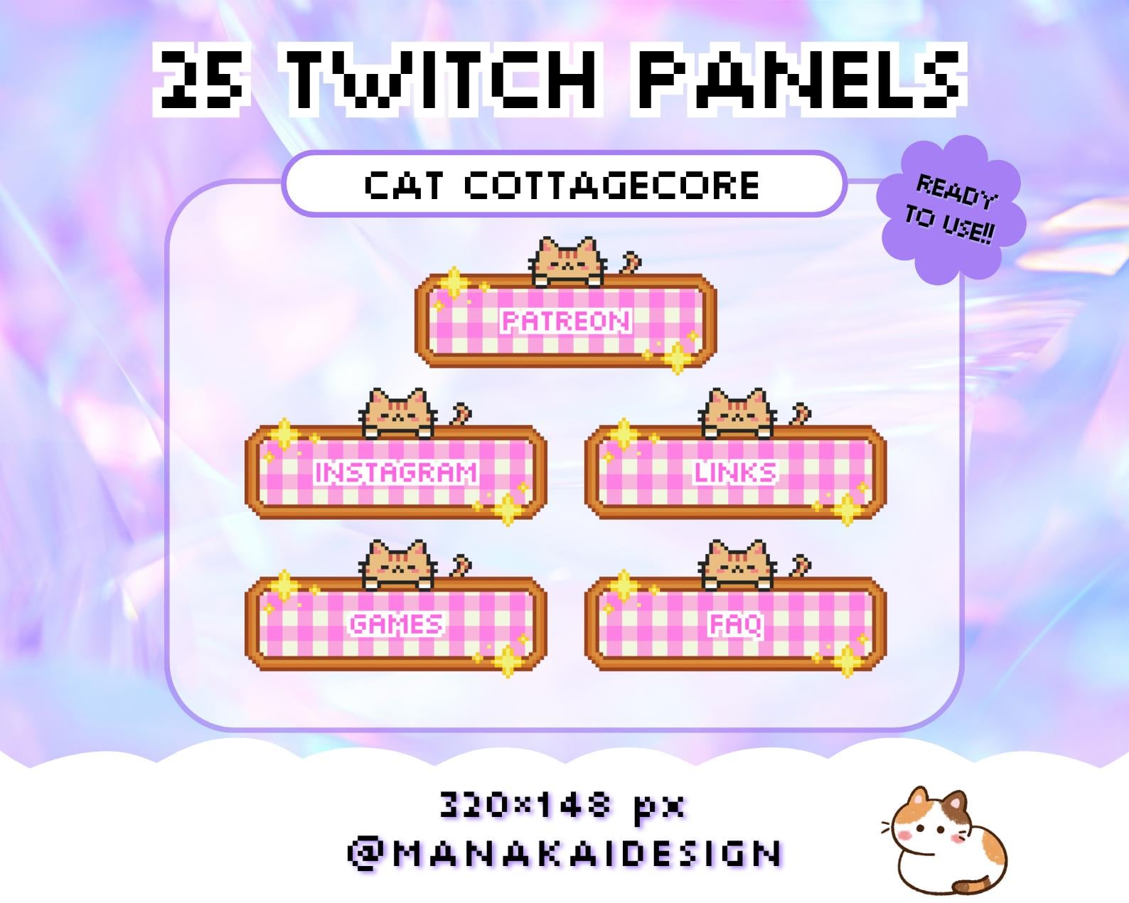 Cat Cottagecore Twitch Panels | Aesthetic Lofi Cafe Kitten Profile ...