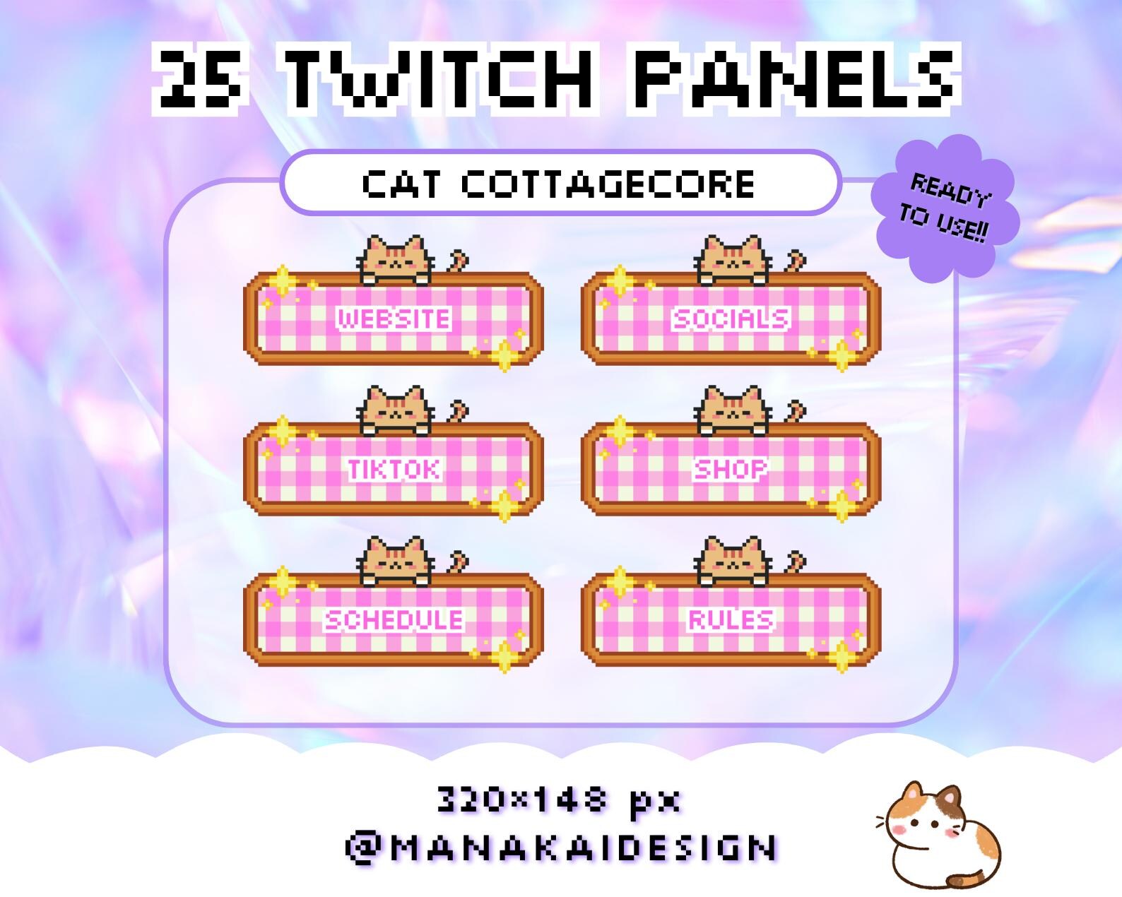 Cat Cottagecore Twitch Panels | Aesthetic Lofi Cafe Kitten Profile ...