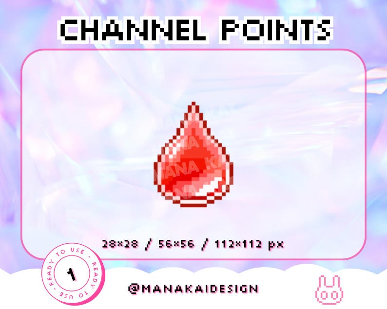 Blood Drop Twitch Channel Points | Kawaii Vampire Emote | Red | Cute ...