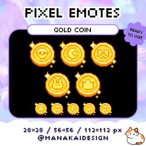 Gold Coin Twitch Emotes | Cute Pixel Channel Points Set | Gaming Money ...
