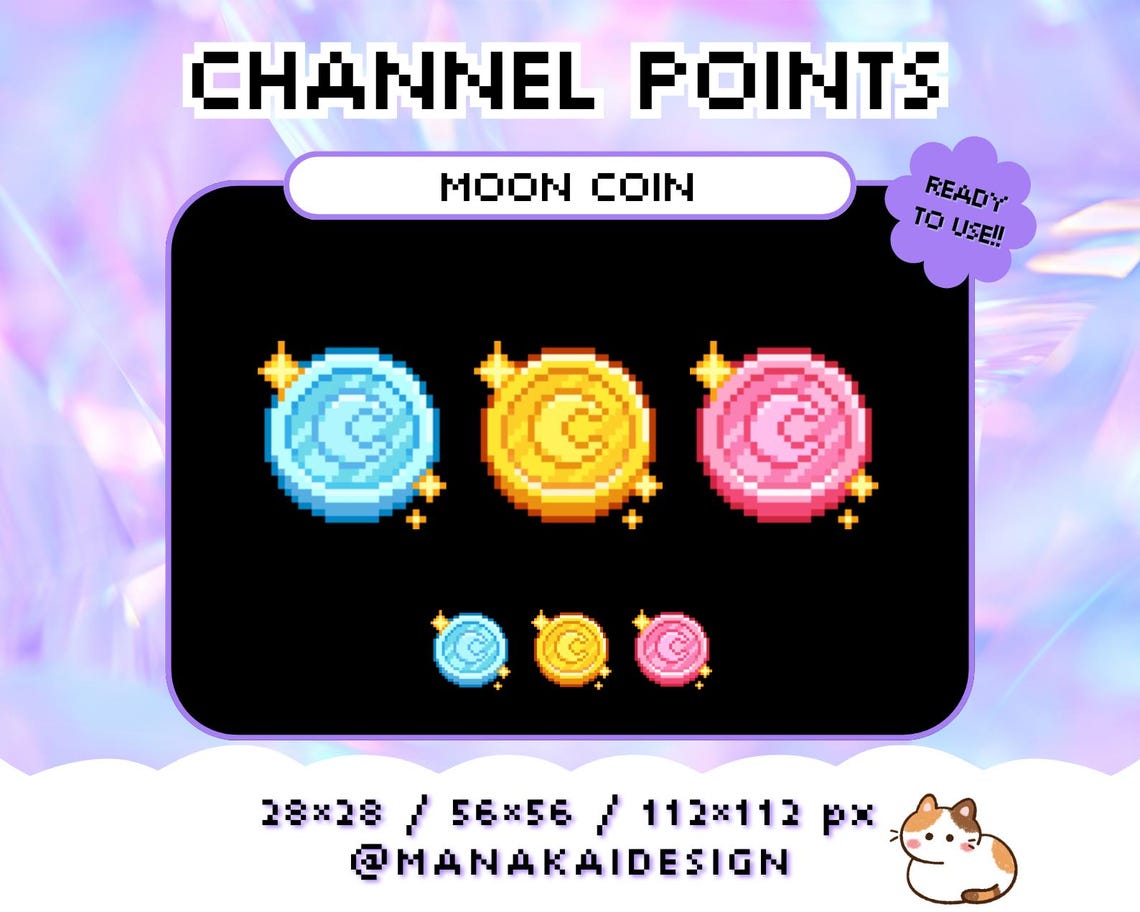 Moon Coin Twitch Channel Points | Cute Pixel Emotes Set | Gaming Money ...