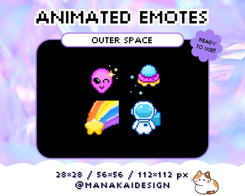 Outer Space Twitch Animated Emotes, Kawaii Pixel Emotes for Streaming ...