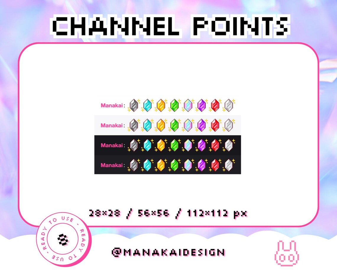 Sparkling Gem Twitch Emote Kawaii Channel Point Set Crystal, Gemstone ...