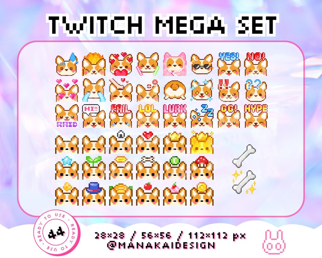 Corgi Head Mega Set for Twitch | Emotes, Channel Points, Sub, Bit ...