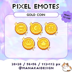 Gold Coin Twitch Emotes | Cute Pixel Channel Points Set | Gaming Money ...