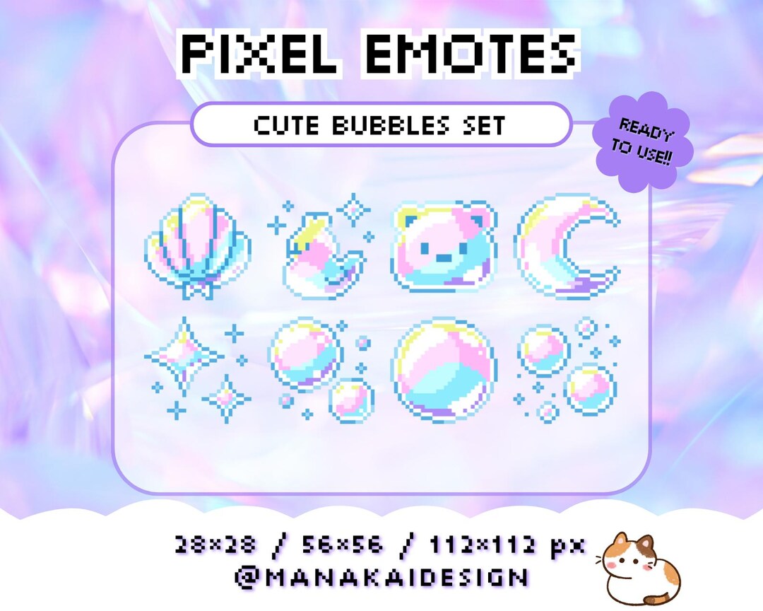 Floating Glossy Bubble Twitch Emote Set, Kawaii Channel Point ...