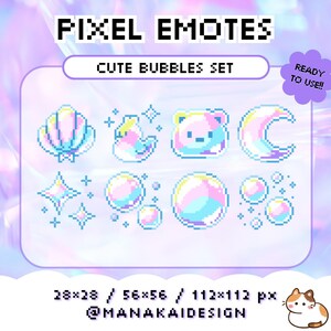 Floating Glossy Bubble Twitch Emote Set, Kawaii Channel Point ...