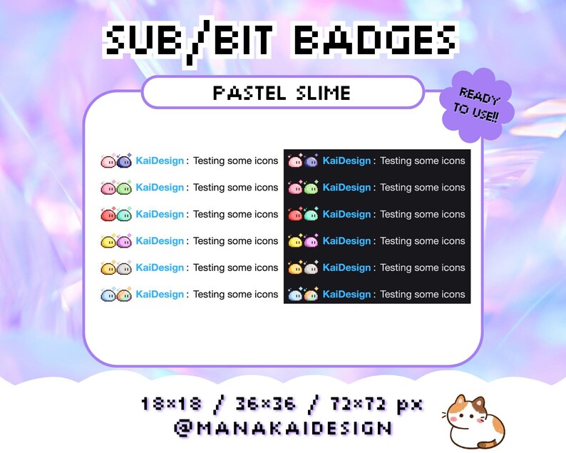 Slime Twitch Sub Badges | Kawaii Gaming Monster Pixel Art Bit Badge ...