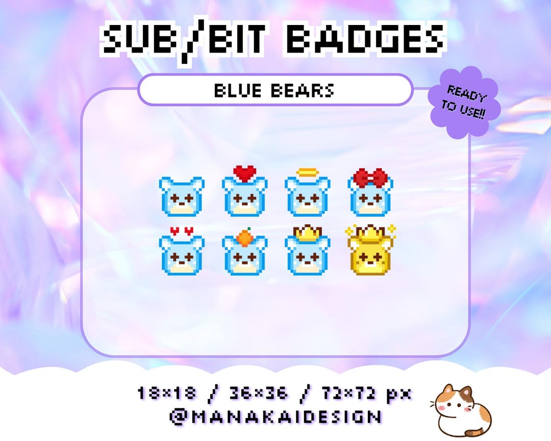Blue Bear Twitch Sub Badges, Bit Badge, Teddy Bear, Y2K, Animal Stuffed ...