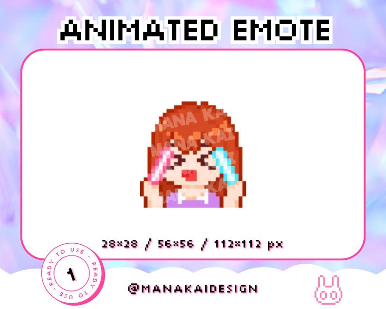 Chibi Brown Hair Gamer Girl Animated Twitch Emote | Cute Pixel 8-bit ...