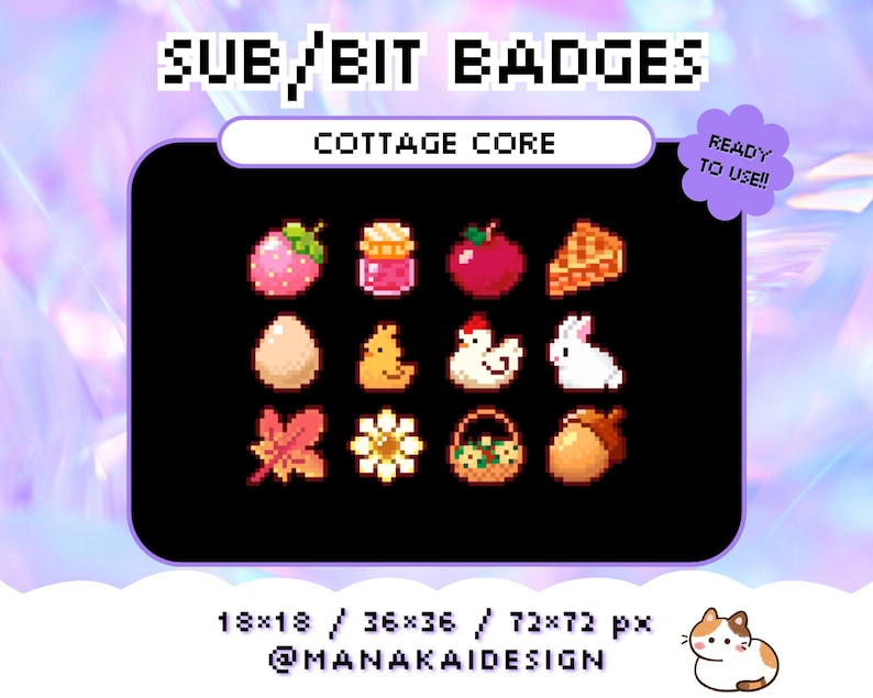 Twitch Cottage Core Sub Badges, Kawaii Bit Badge for Streaming, Autumn ...