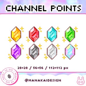 Sparkling Gem Twitch Emote Kawaii Channel Point Set Crystal, Gemstone ...