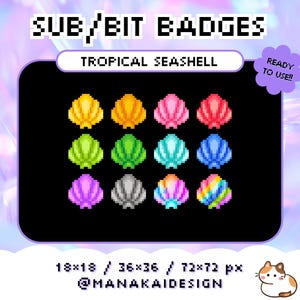 Tropical Seashell Twitch Sub Badges, Kawaii Bit Badge for Streaming ...
